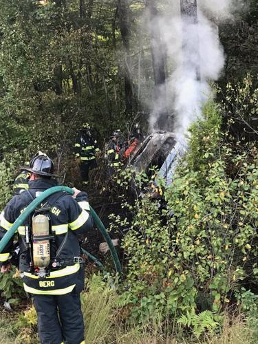 Car overturns off Interstate 95 in Foxboro and bursts in flames | Local ...