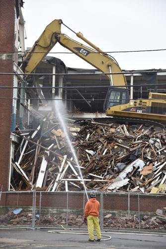 Huge heap of rubble following demo of first Swank building in Attleboro ...