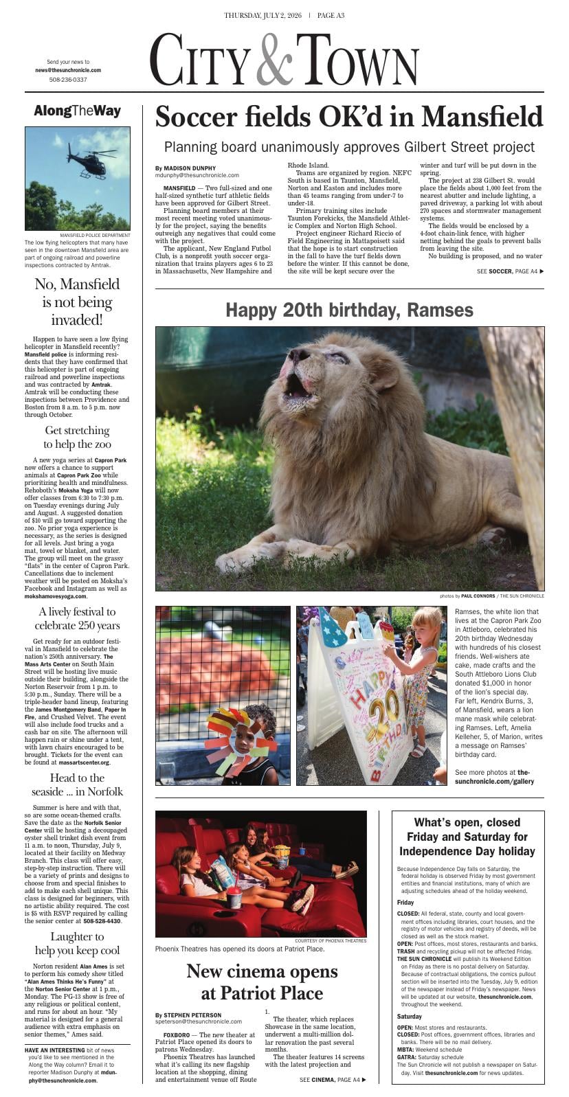 Page A3 | The Sun Chronicle | thesunchronicle.com