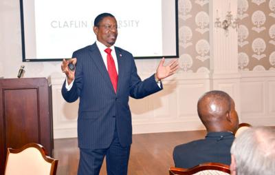 Tisdale discusses Claflin’s global perspective at Columbia luncheon