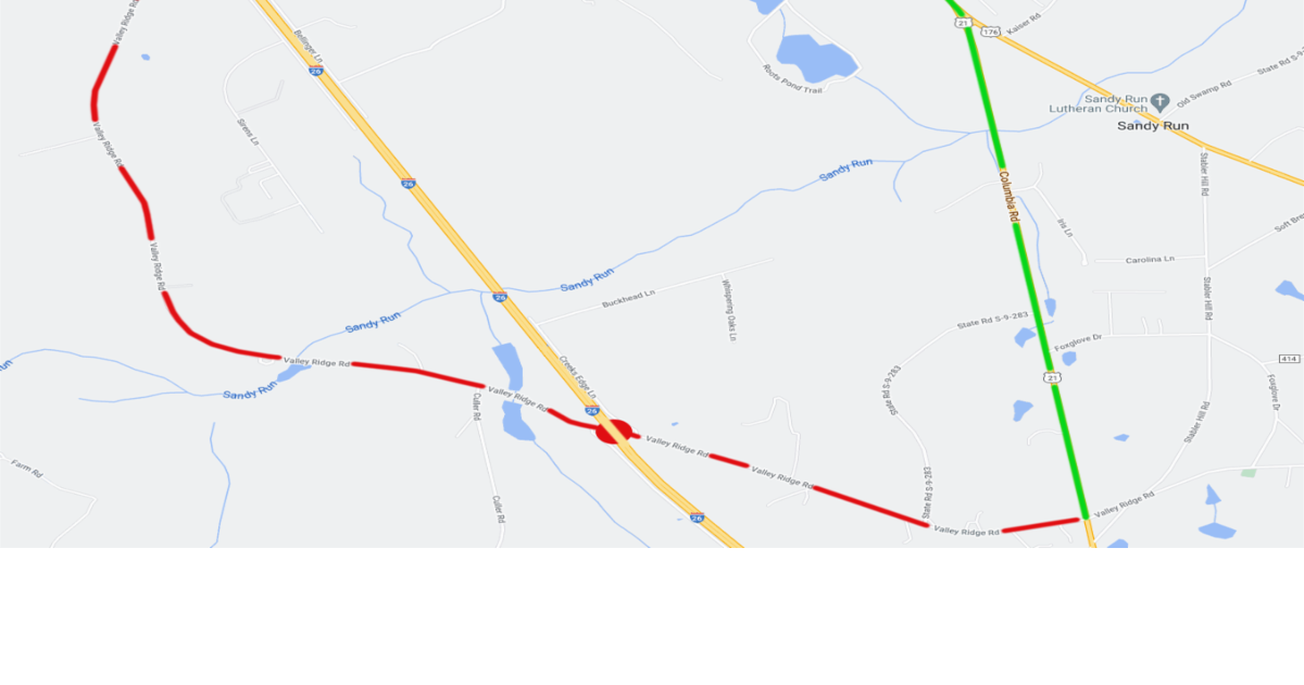 Valley Ridge Road detour map