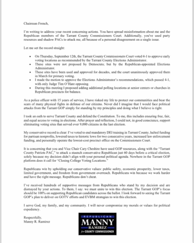 Tarrant County GOP Chair Criticizes Commissioner for Supporting Early ...