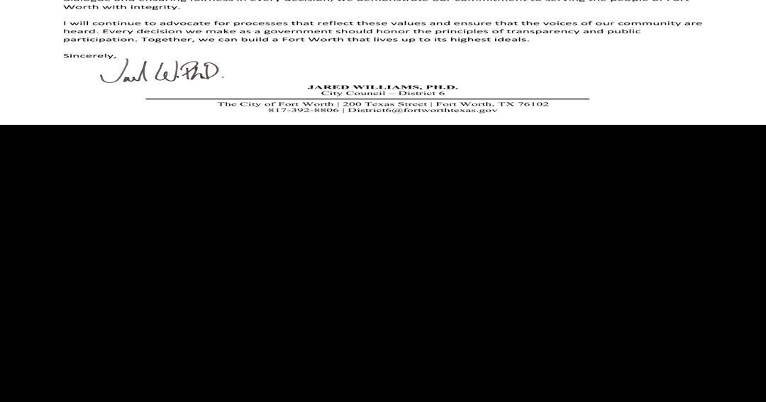 Jared Williams Letter | | The Texan