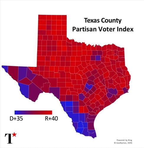 Super Tuesday 2020: The Partisan Voting Index of Texas Counties | 2020 ...