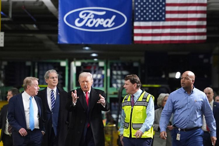 Trump visits a Ford pickup truck factory, aiming to promote his efforts ...
