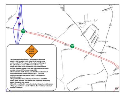 Lane reductions on U.S. 25E between Exit 29 off-ramp and Lowe's start ...