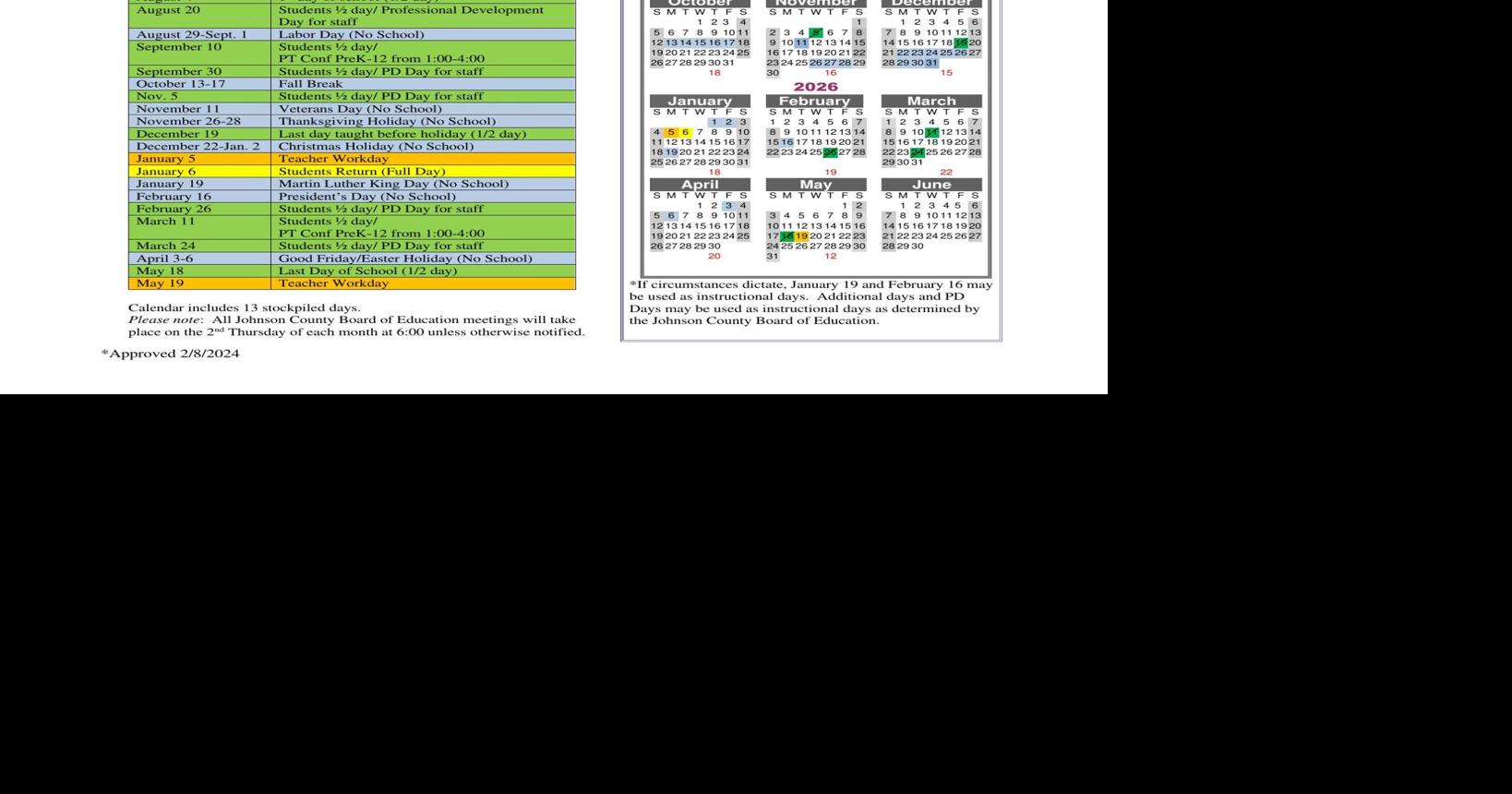JCS 2025-26 calendar, tardy details | Education | thetomahawk.com