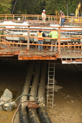Nevada Street Bridge work on schedule. Metal trusses to be installed ...