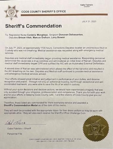 Deputies presented with the Sheriff’s Commendation Medal | Local News | theworldlink.com