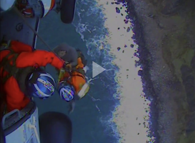 Video Coast Guard Rescues 2 Stranded Hikers From Coastal Cliff In