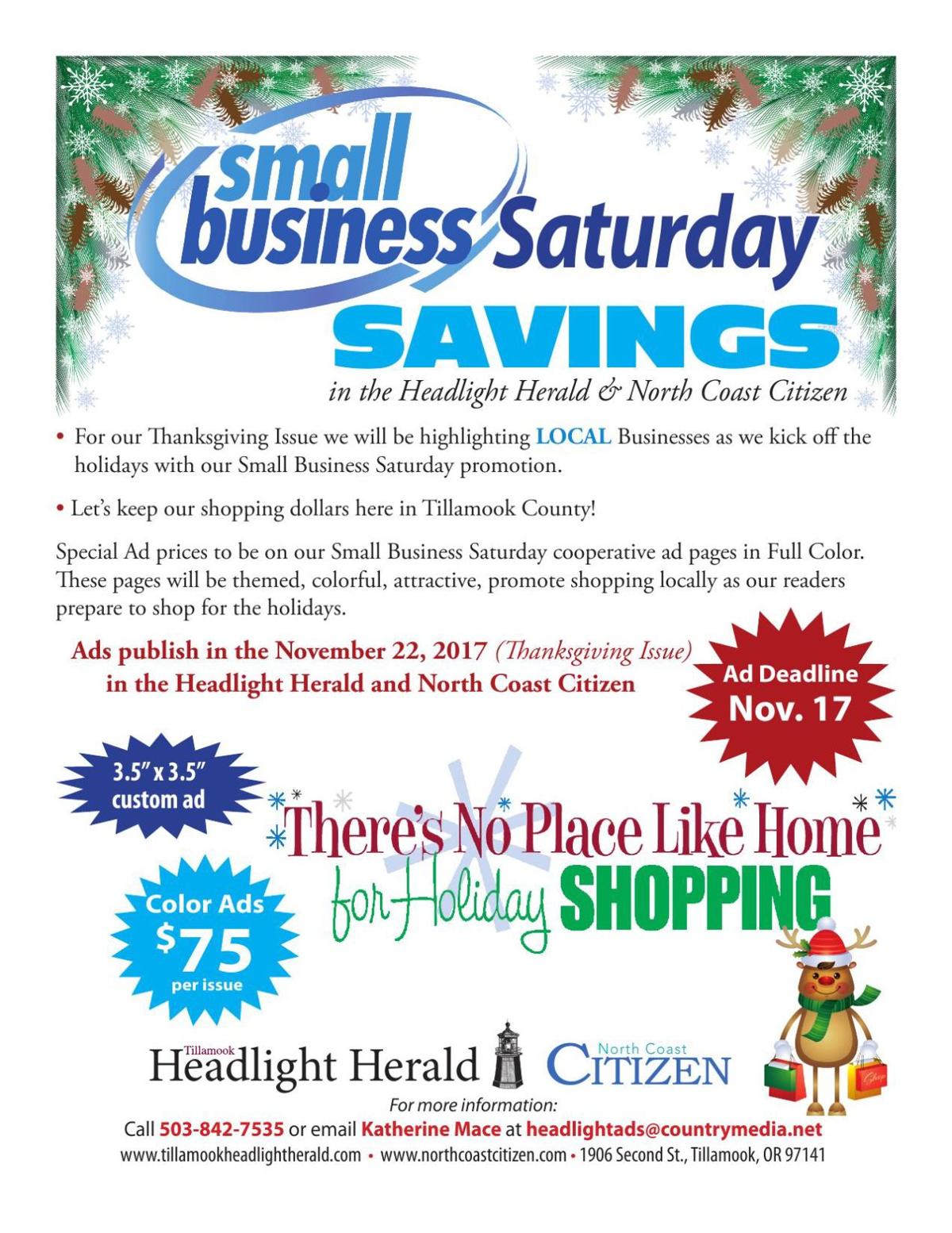 2017 Small Business Saturday Flyer | | tillamookheadlightherald.com