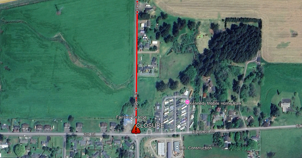 Olsen Rd / Trask River Rd / 3rd St / Fairview Rd Intersection road work ...