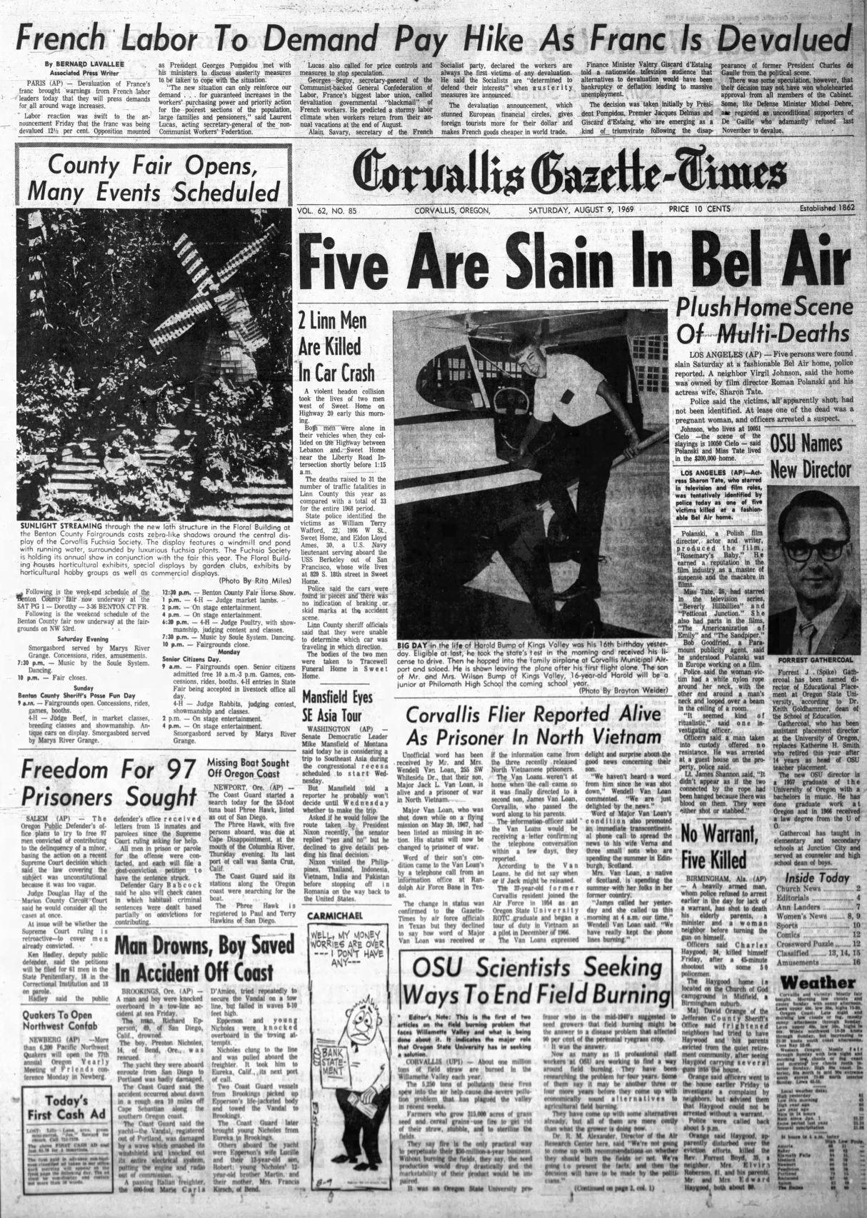 Headlines: Manson Family Murders | Archives | timegoggles.com