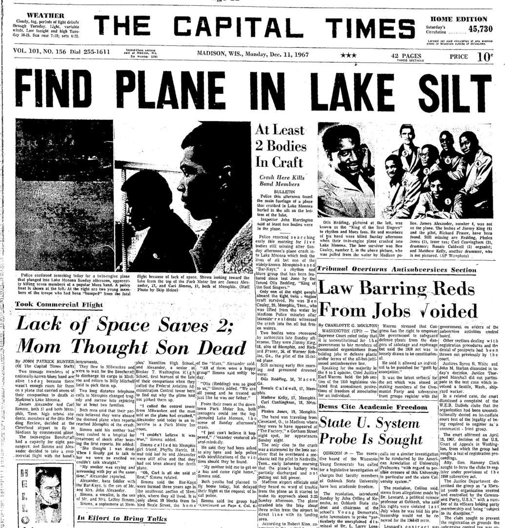 Photos: Anniversary of the tragic plane crash that claimed Otis Redding ...