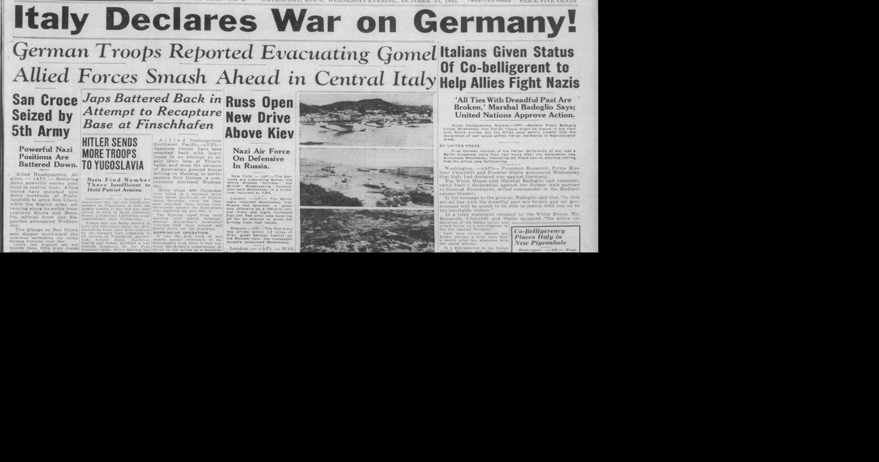 Headlines: 'Italy Declares War on Germany!' | Archives | timegoggles.com