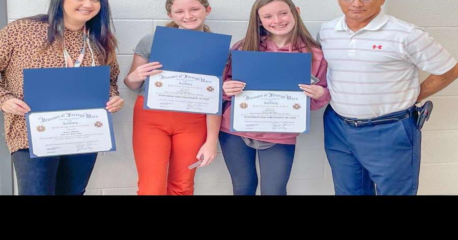 Blake Bass Middle School students, teacher receive awards from VFW Post ...