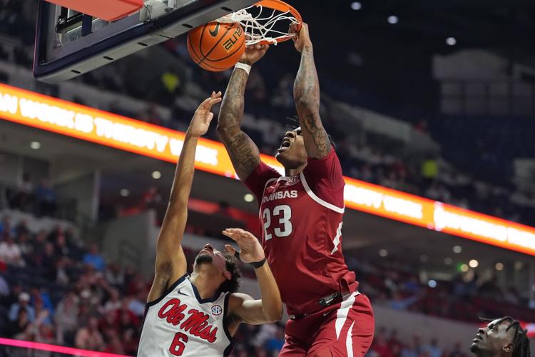 No. 15 Arkansas uses balanced scoring to beat Mississippi 94-87 in SEC ...