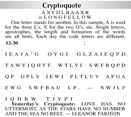 Cryptoquote | Puzzles | timesargus.com