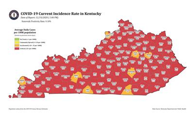 112 of Kentucky's 120 counties show red for COVID incidence | News ...