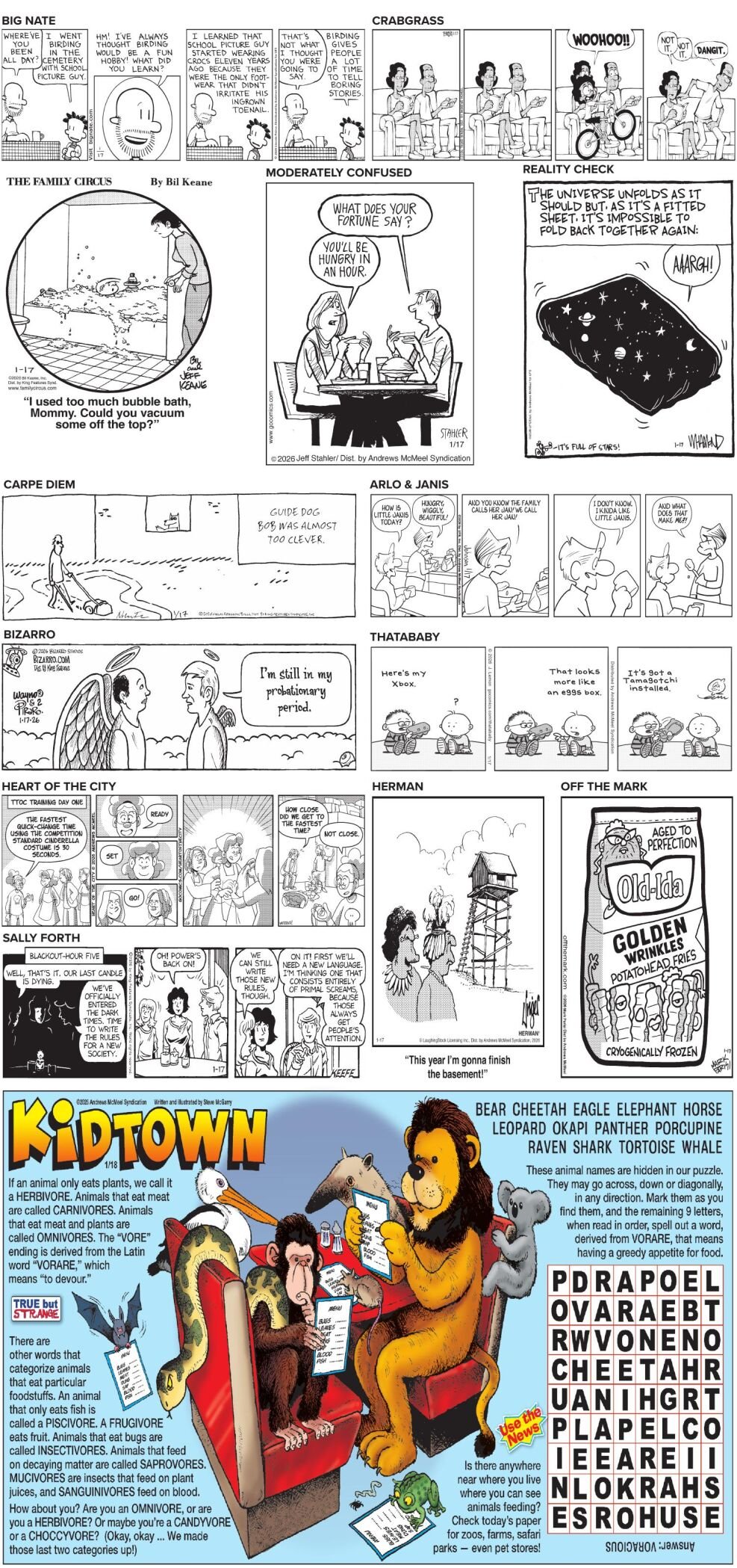 Sunday, January 18, 2026 Comics and Puzzles | Daily Comics | timeswv.com