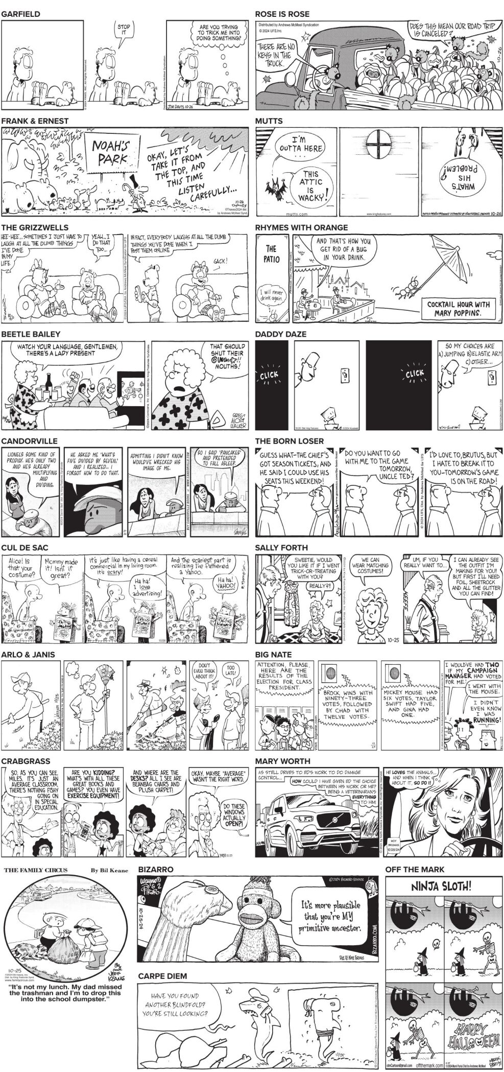 Saturday, October 26, 2024 Comics and Puzzles | Daily Comics | timeswv.com