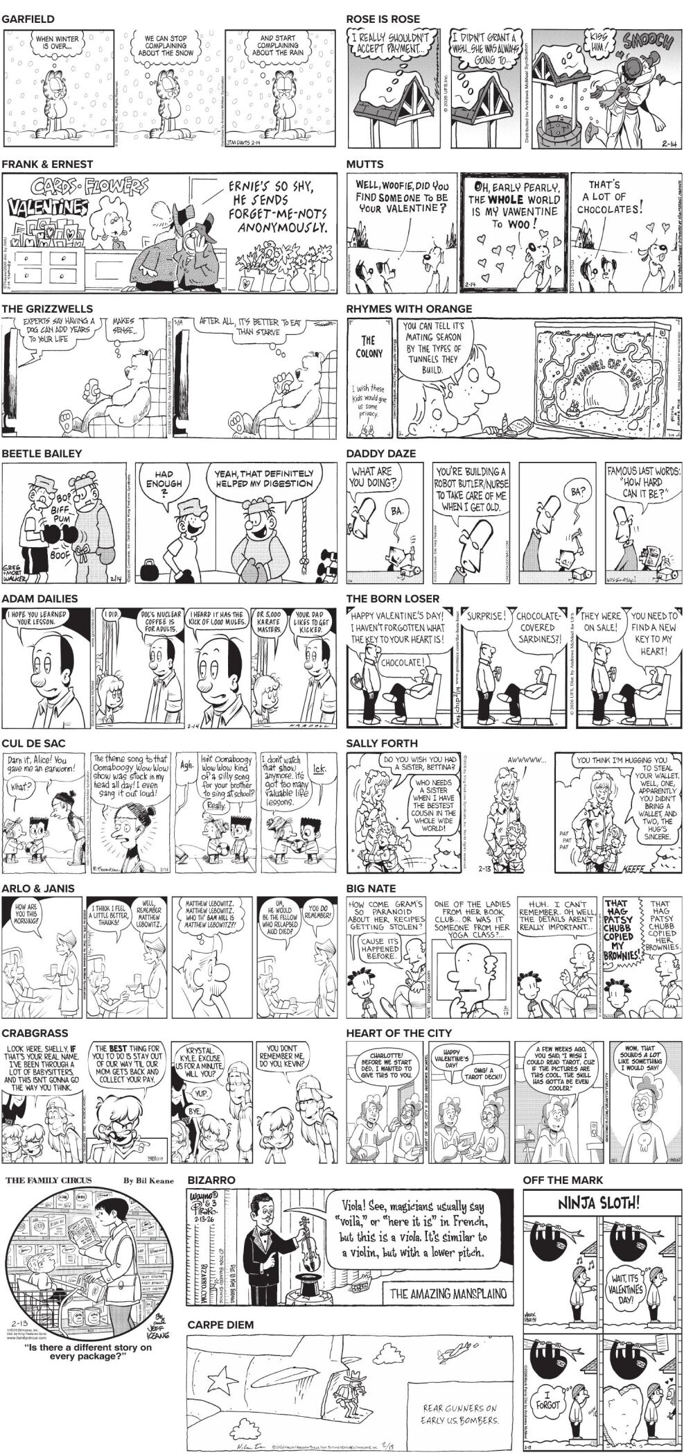 Saturday, February 14, 2026 Comics and Puzzles | Daily Comics | timeswv.com