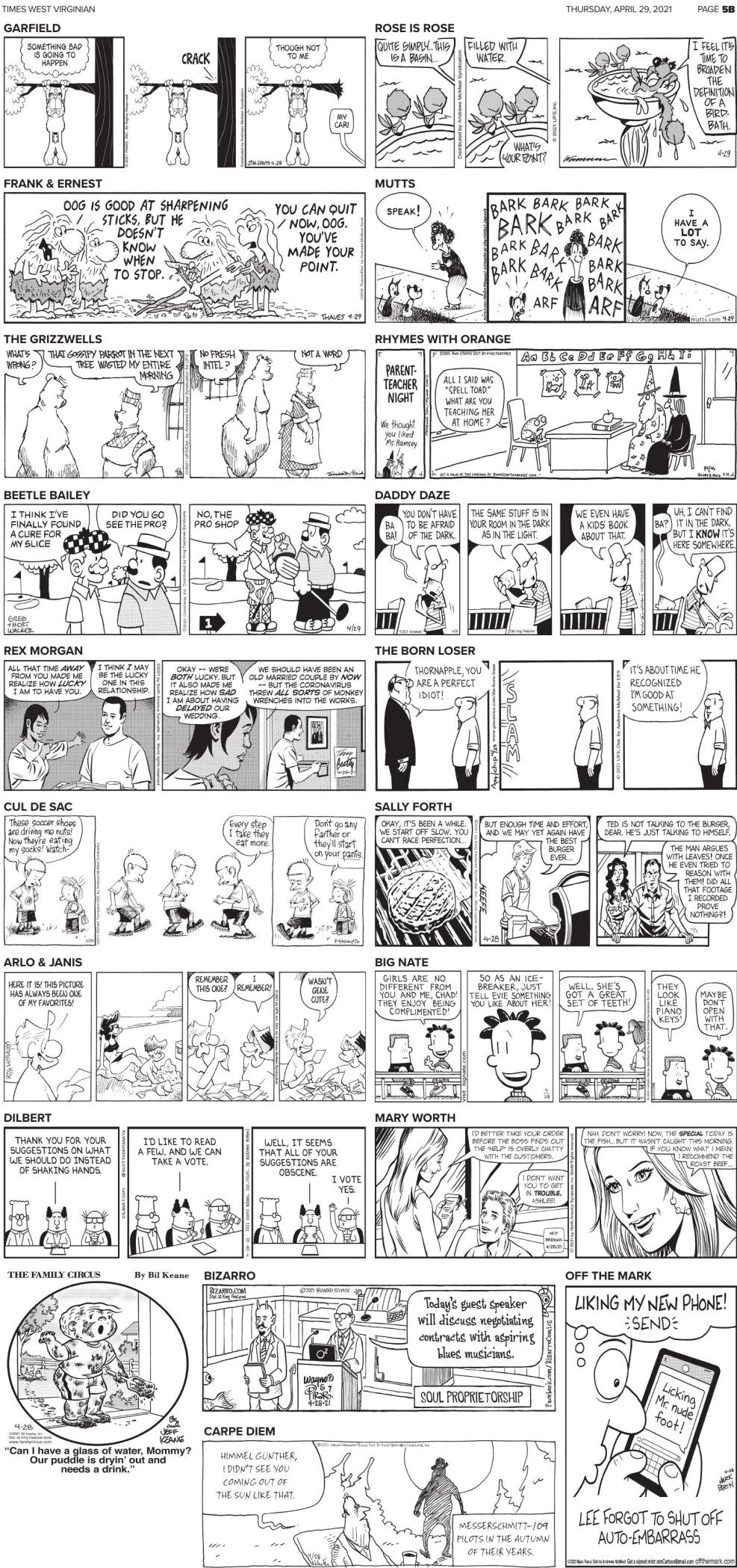 Thursday, April 29, 2021 Comics and Puzzles | Daily Comics | timeswv.com