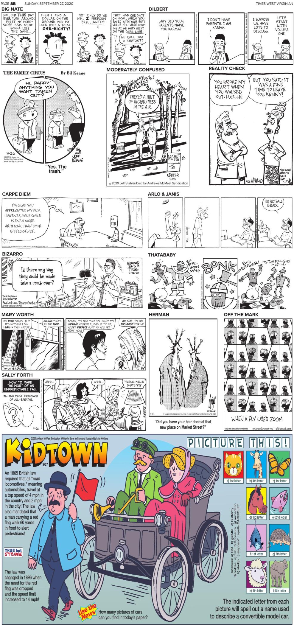 Sunday, Sept. 27, 2020 Comics and Puzzles | Daily Comics | timeswv.com