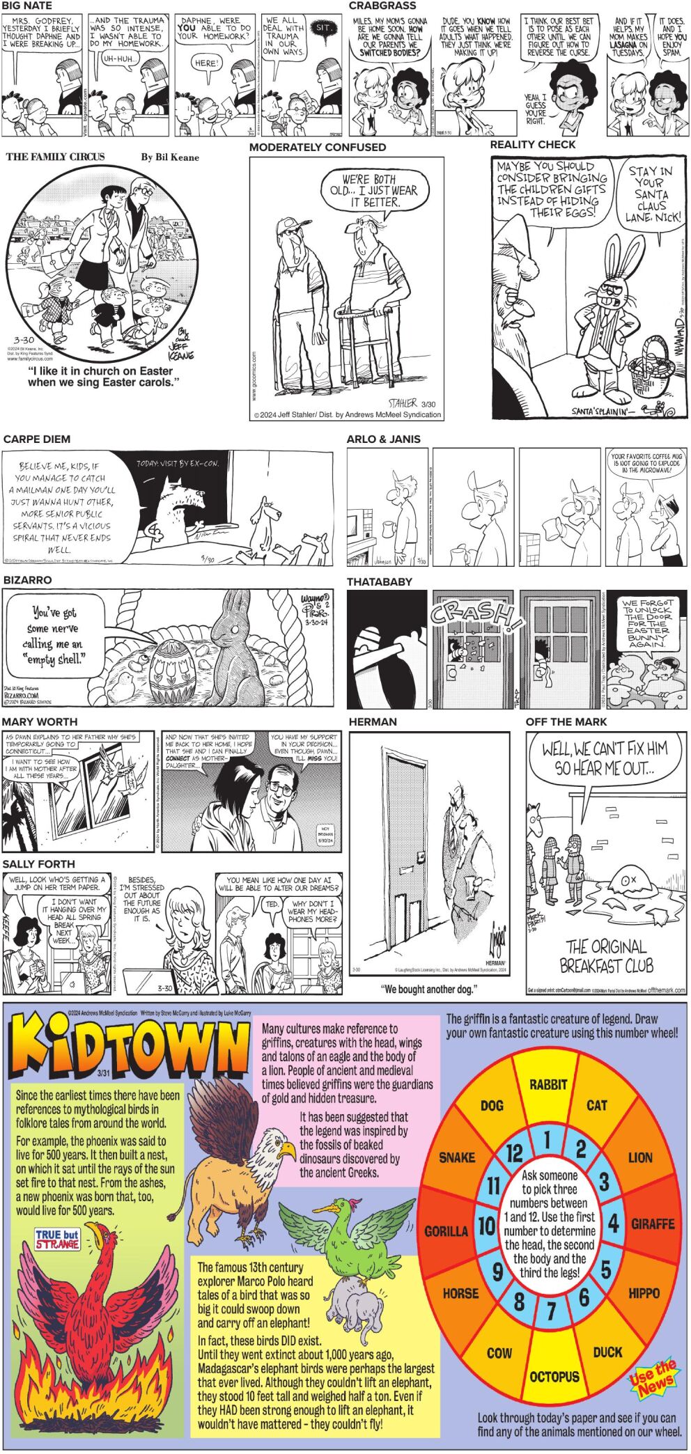 Sunday, March 31, 2024 Comics and Puzzles | Daily Comics | timeswv.com