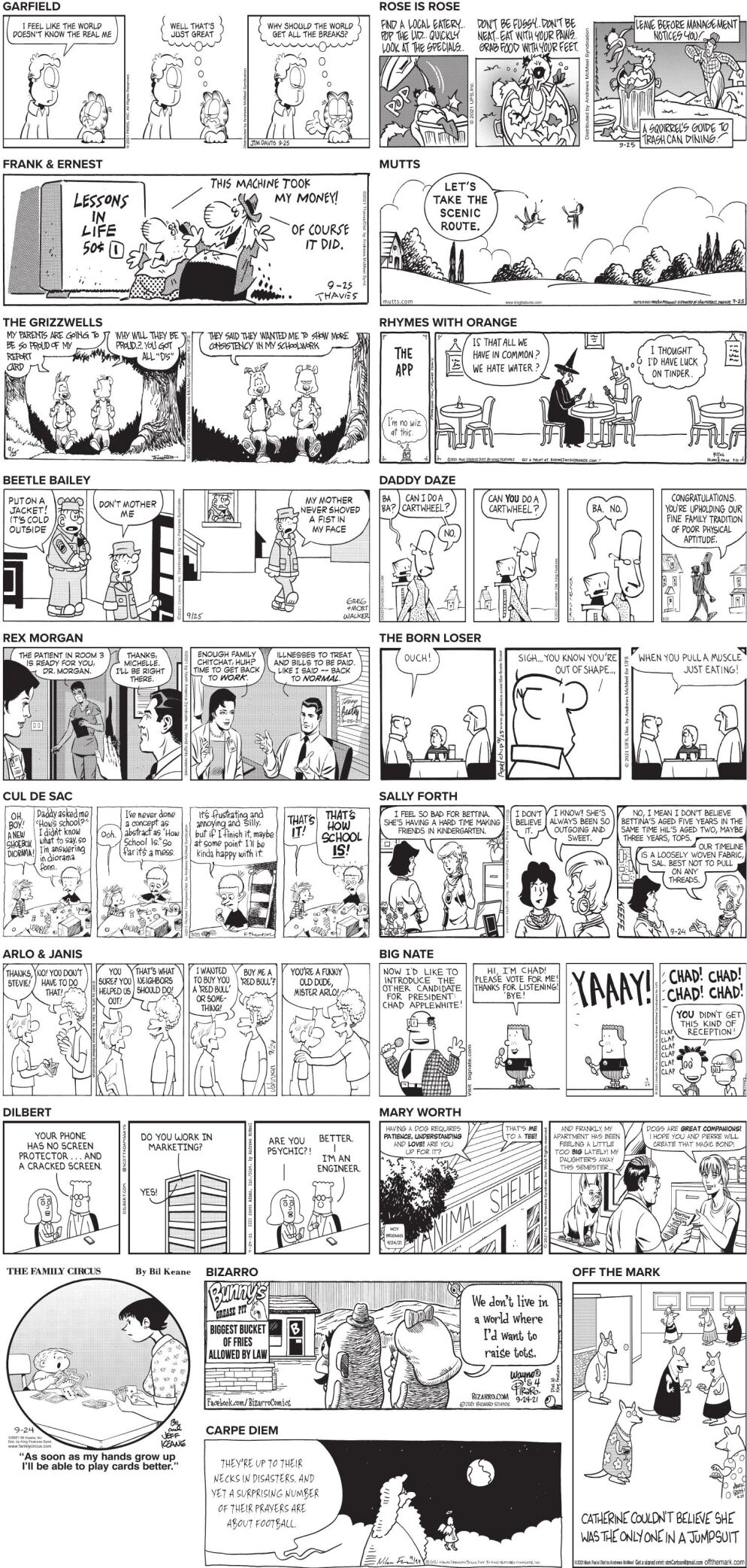 Saturday, Sept. 25, 2021 Comics and Puzzles | Daily Comics | timeswv.com