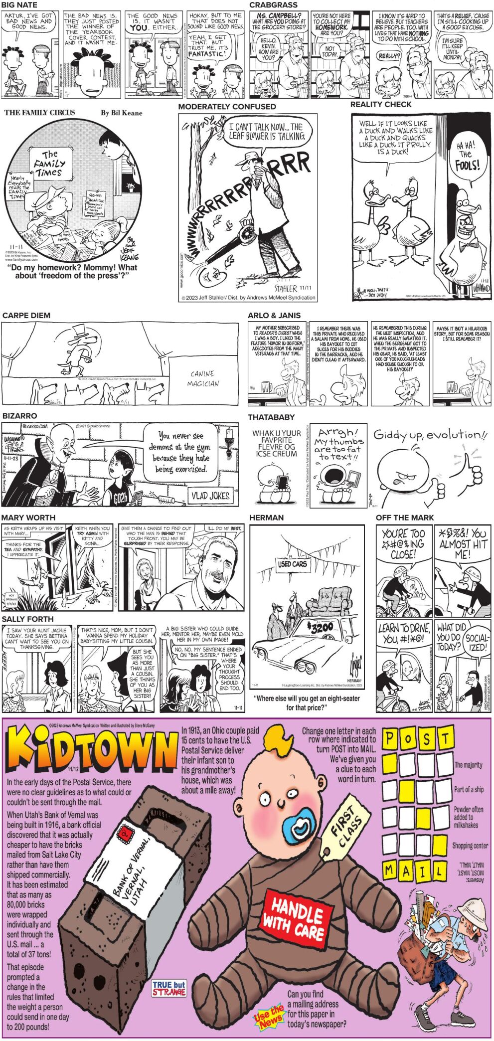 Sunday, November 12, 2023 Comics and Puzzles | Daily Comics | timeswv.com