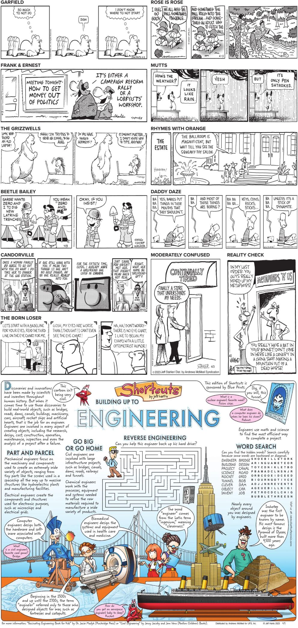 Monday, April 3, 2023 Comics and Puzzles | Daily Comics | timeswv.com