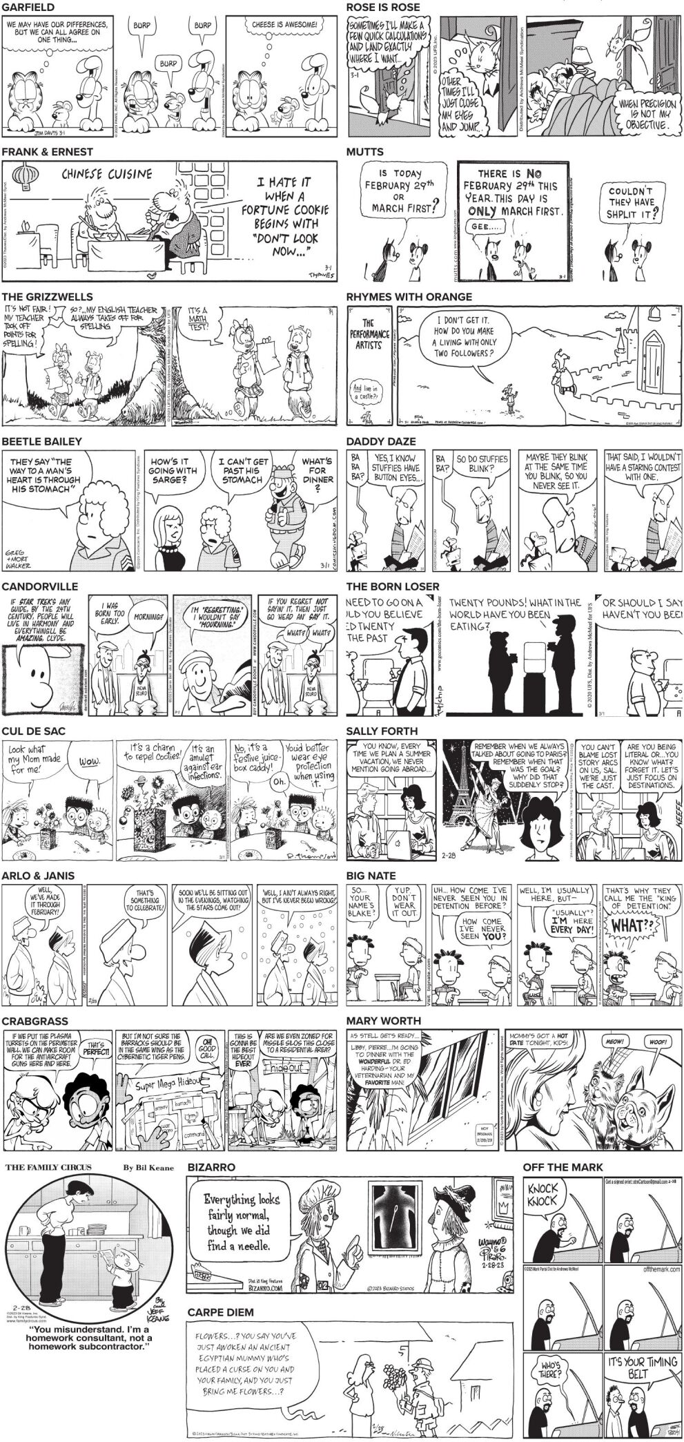 Wednesday, March 1, 2023 Comics and Puzzles | Daily Comics | timeswv.com
