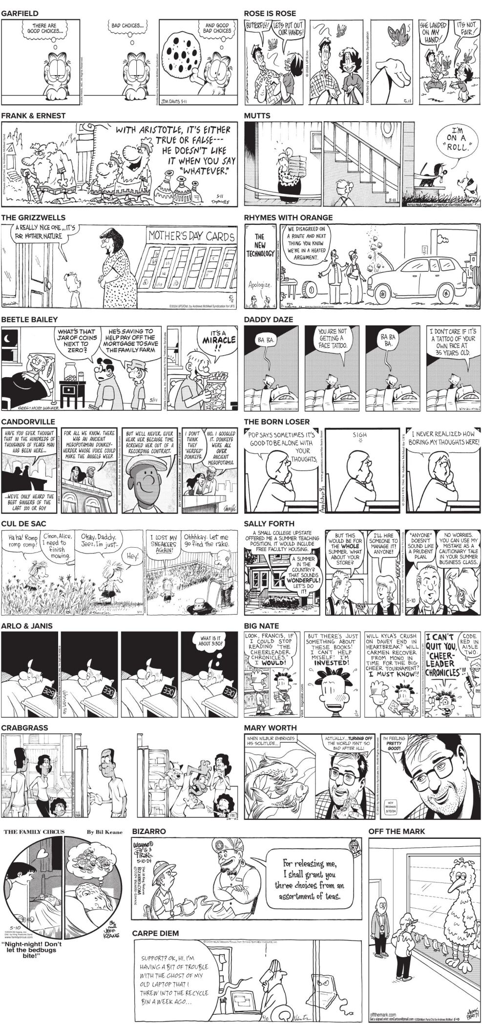 Saturday, May 11, 2024 Comics and Puzzles | Daily Comics | timeswv.com