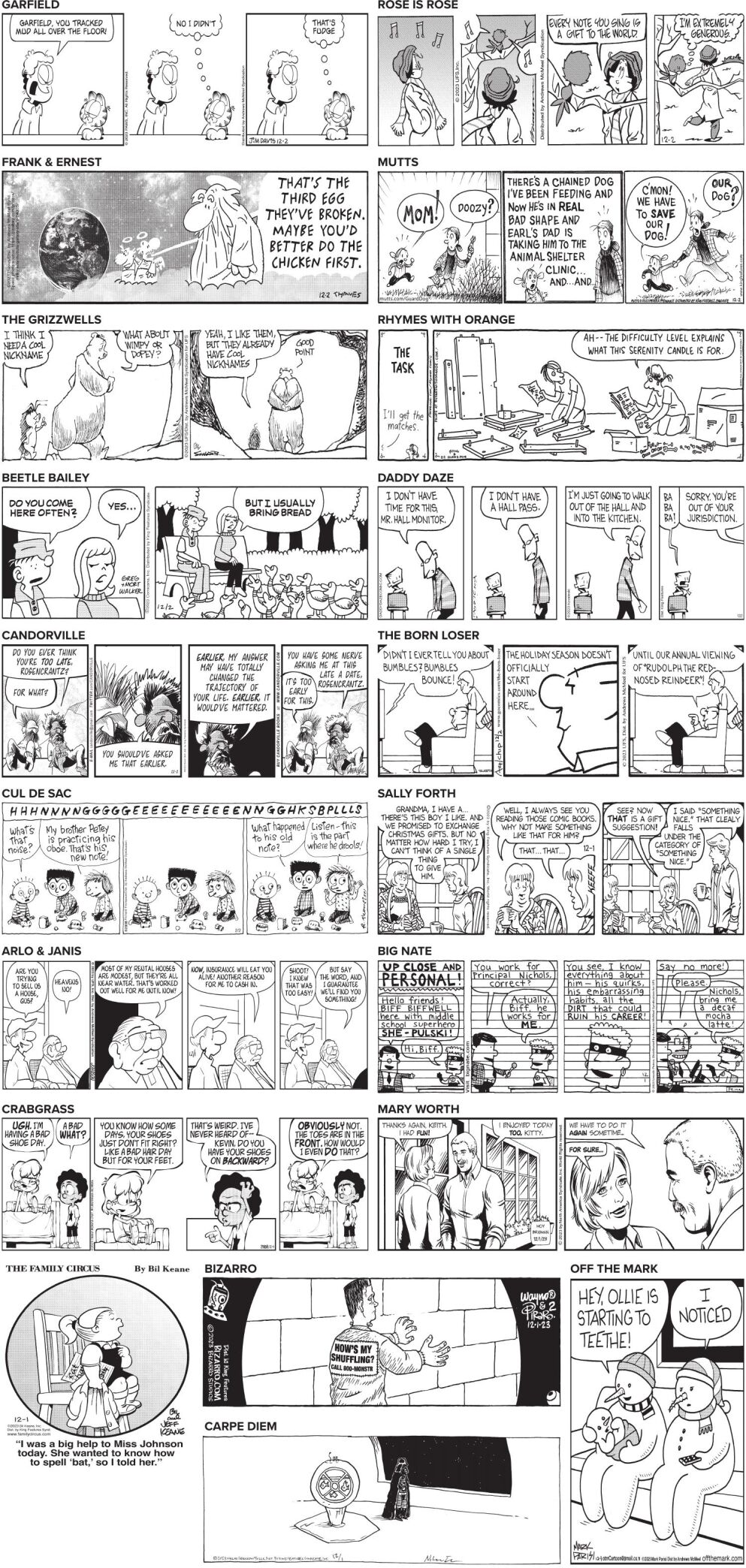 Saturday, December 2, 2023 Comics and Puzzles | Daily Comics | timeswv.com