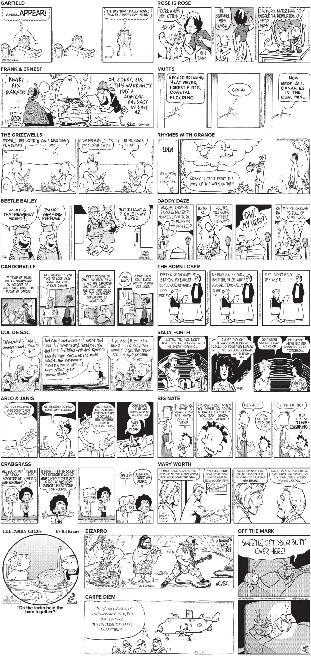 Saturday, September 16, 2023 Comics and Puzzles | Daily Comics ...