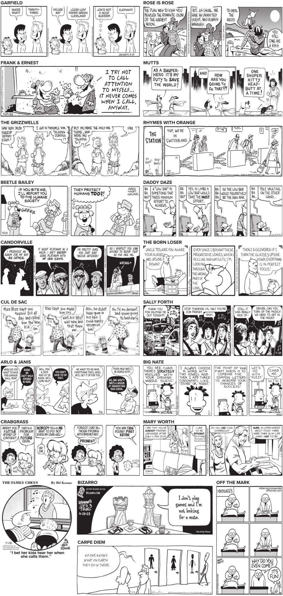 Friday, September 29, 2023 Comics and Puzzles | Daily Comics | timeswv.com