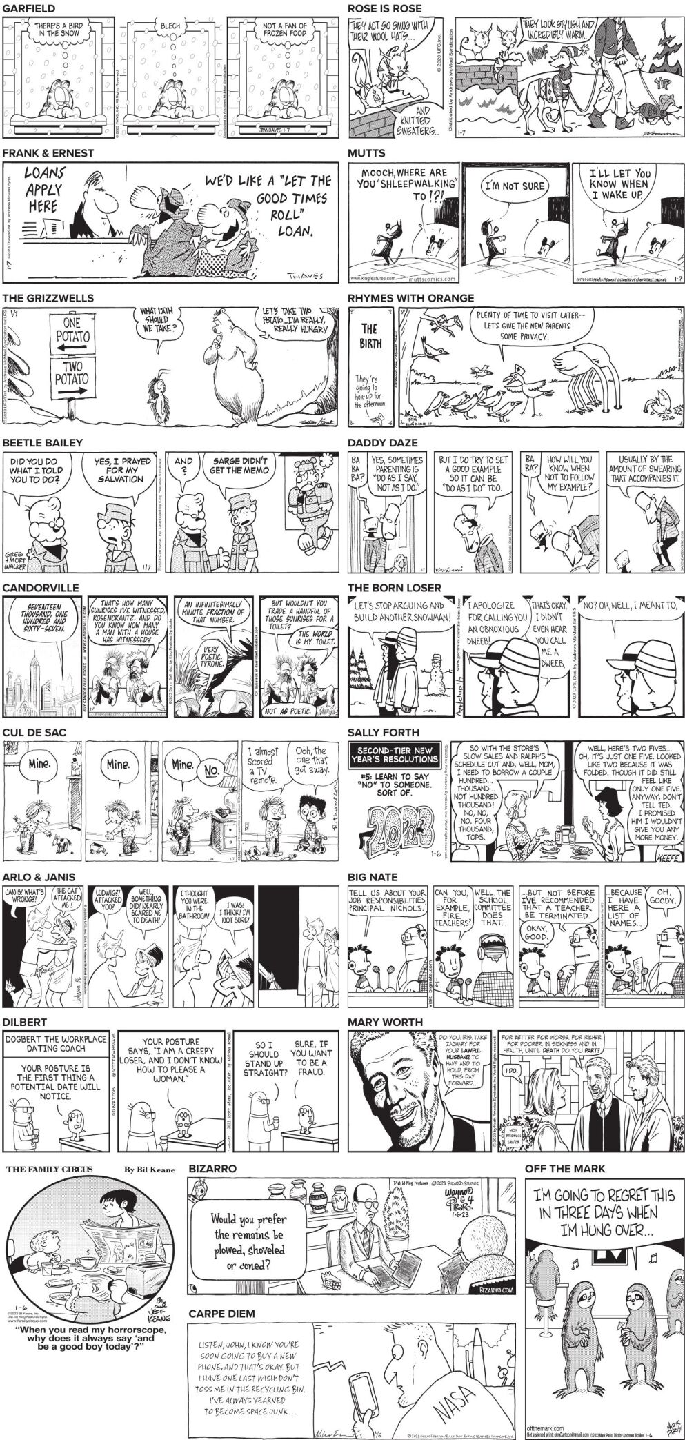 Saturday, January 7, 2023 Comics and Puzzles | Daily Comics | timeswv.com