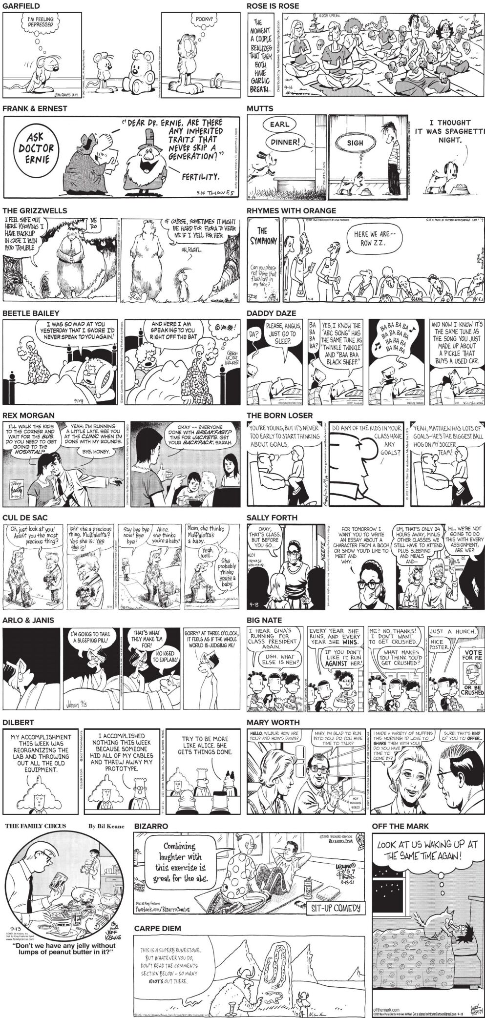 Tuesday, Sept.14, 2021 Comics and Puzzles | Daily Comics | timeswv.com
