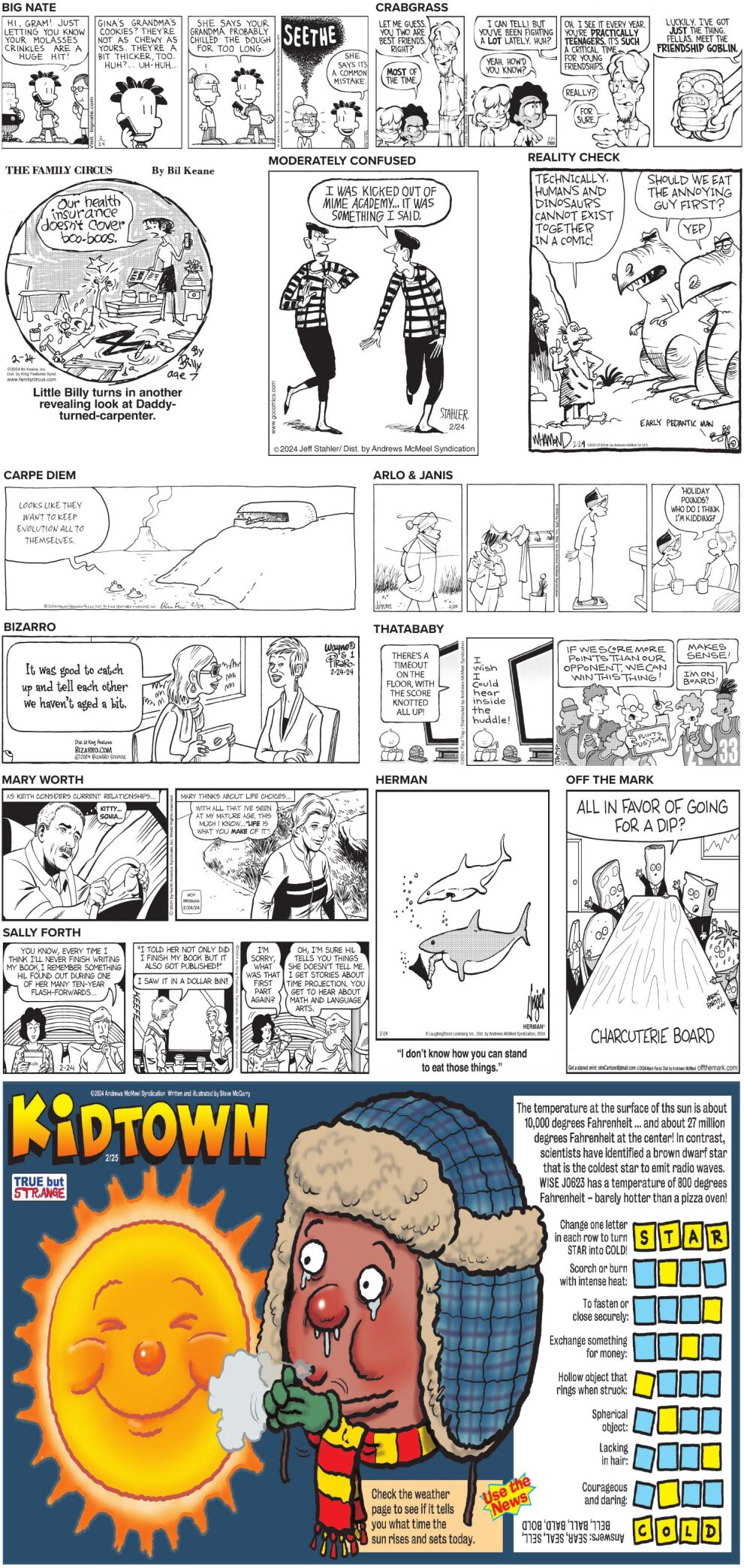 Sunday, February 25, 2024 Comics and Puzzles | Daily Comics | timeswv.com