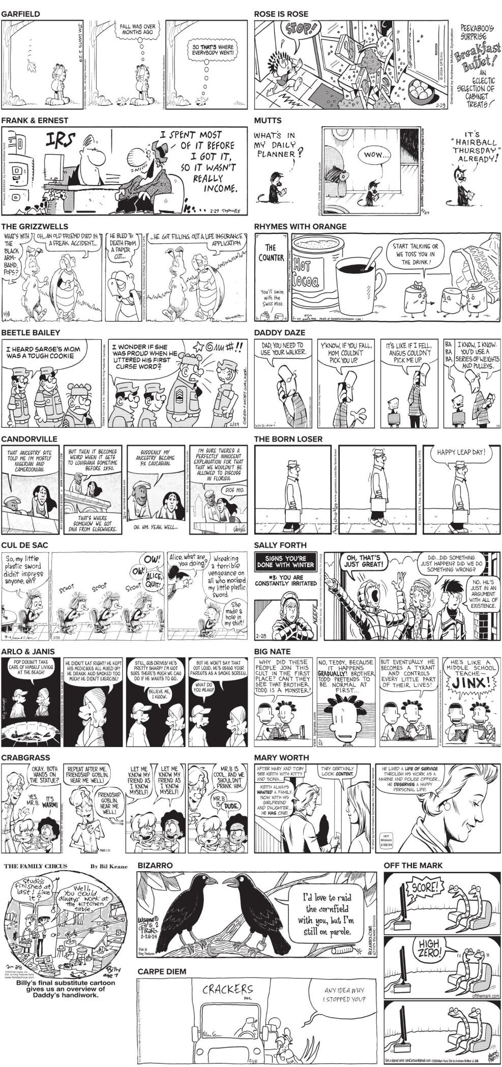 Thursday, February 29, 2024 Comics and Puzzles | Daily Comics | timeswv.com