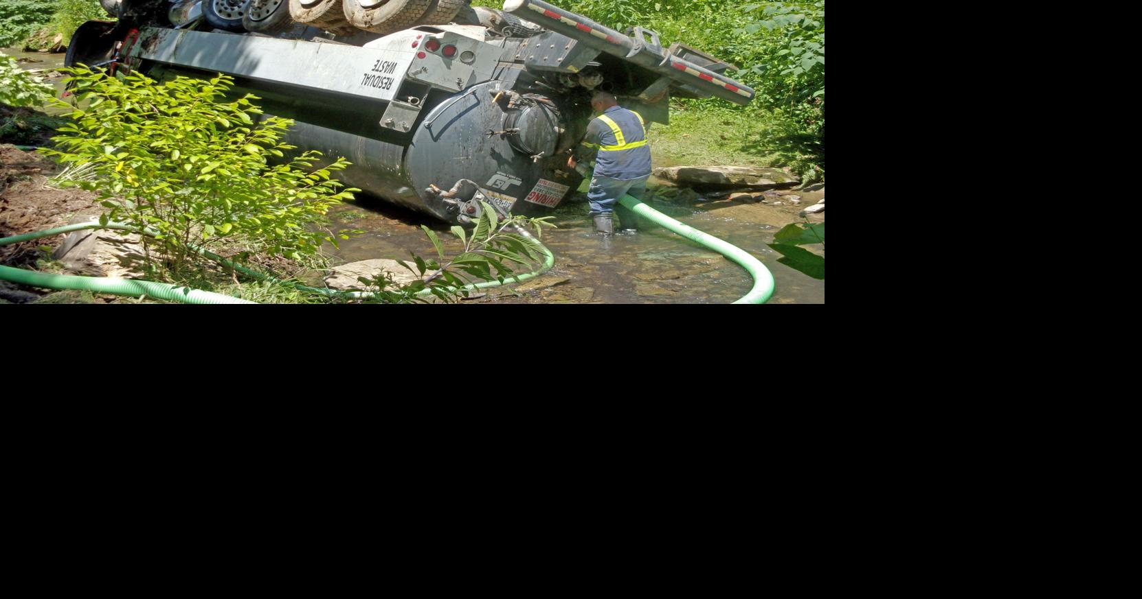 Tanker truck overturns, spills fluids into waterway | News | timeswv.com