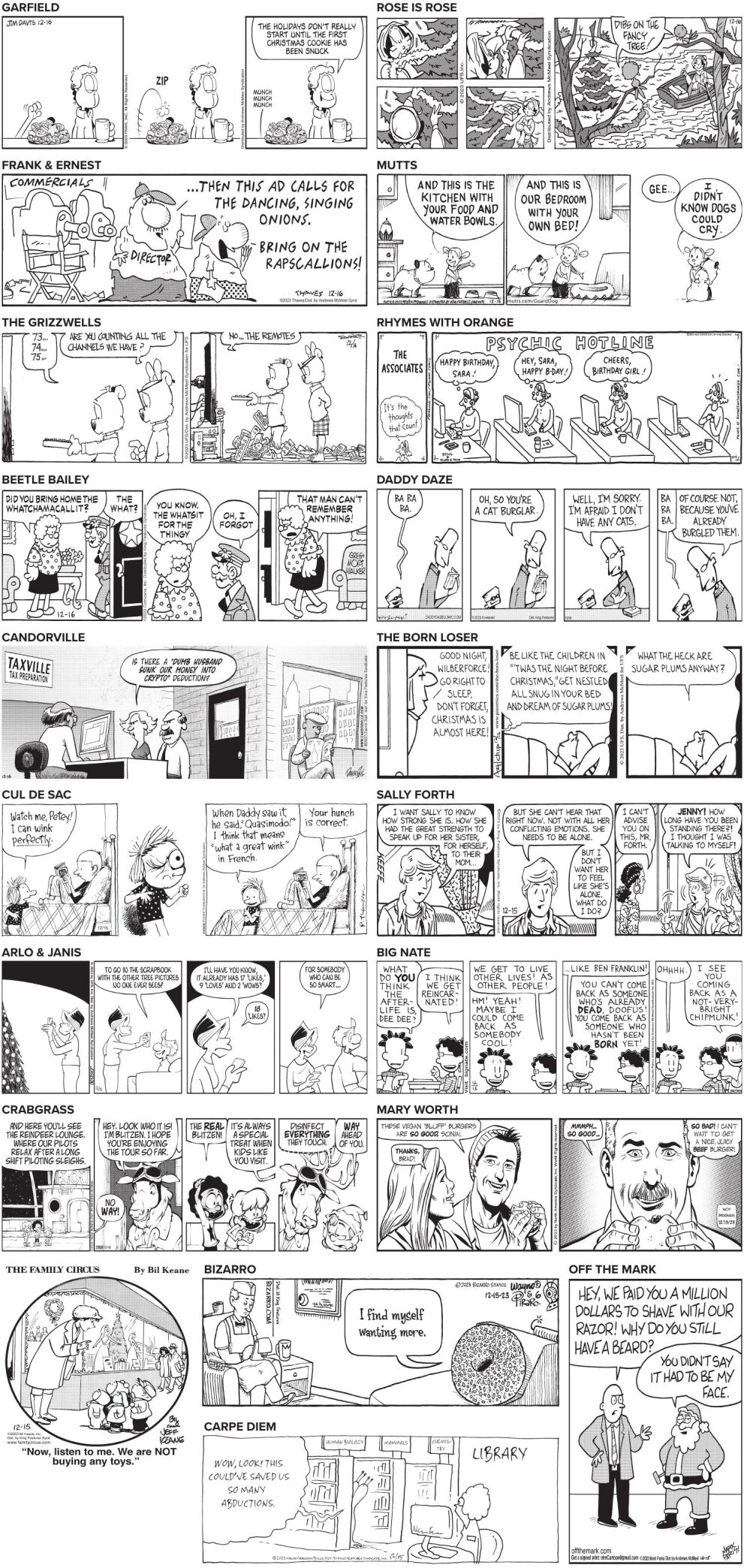 Saturday, December 16, 2023 Comics and Puzzles | Daily Comics | timeswv.com