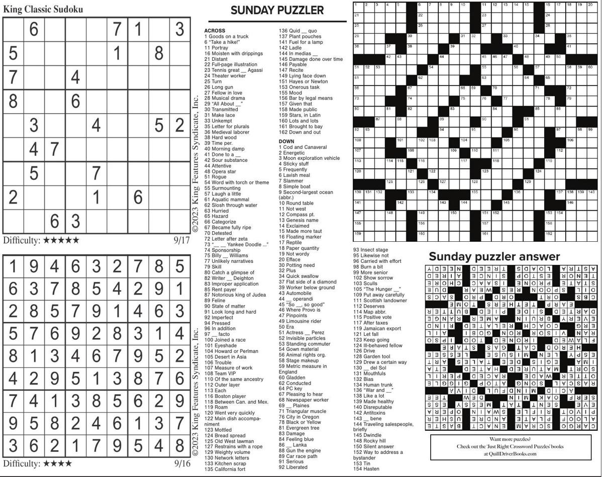 Sunday, September 17, 2023 Comics and Puzzles | Daily Comics | timeswv.com