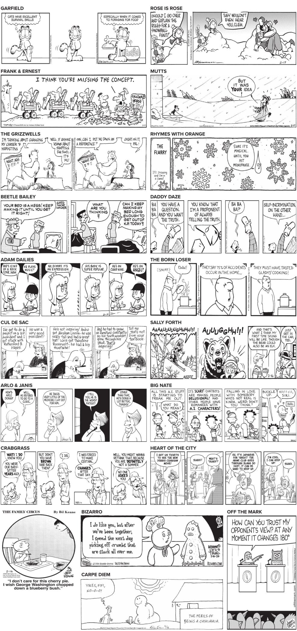 Tuesday, February 17, 2026 Comics and Puzzles | Daily Comics | timeswv.com