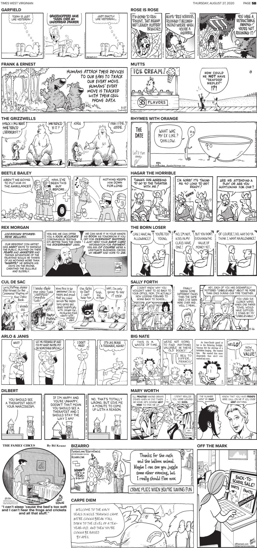 Thursday, Aug. 27, 2020 Comics and Puzzles | Daily Comics | timeswv.com
