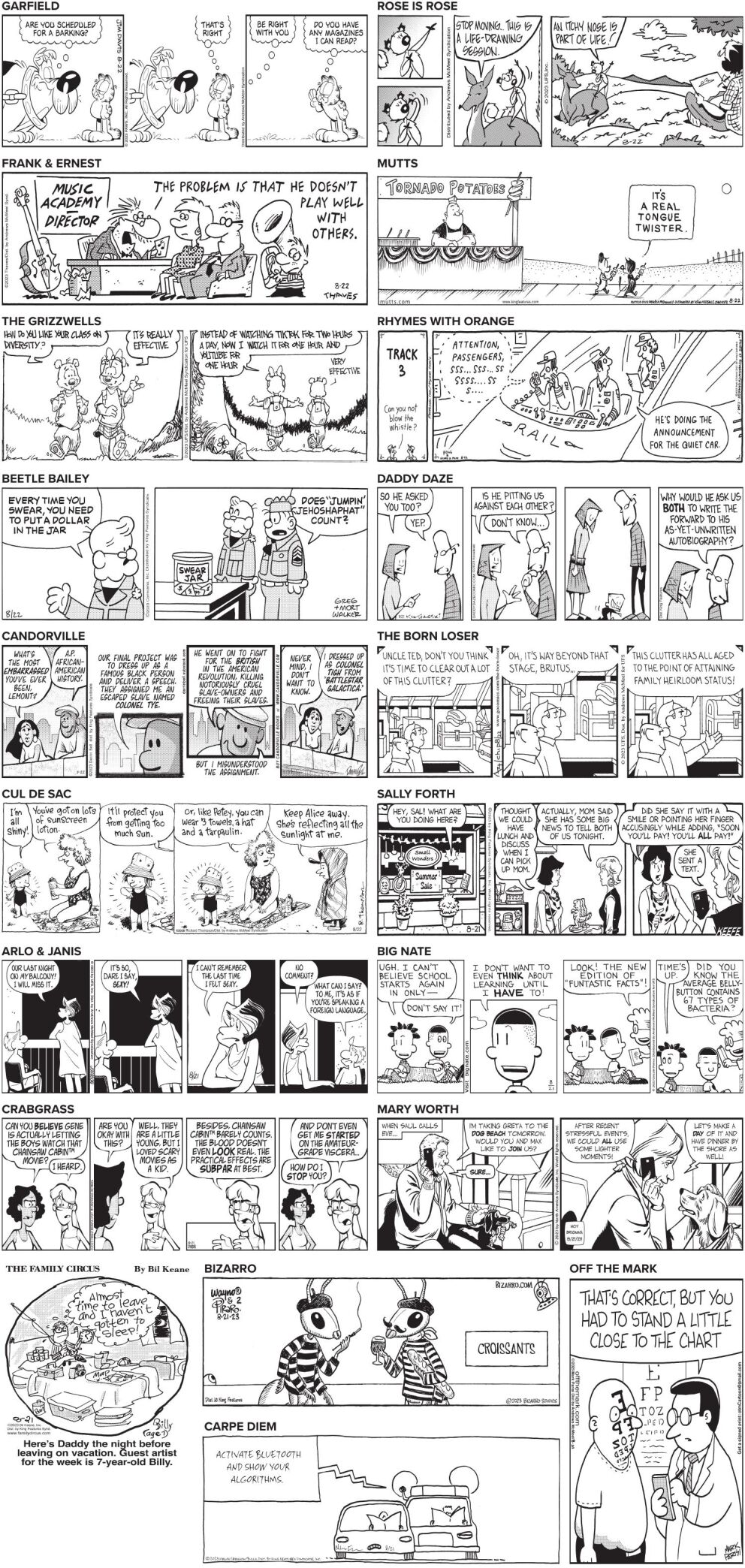 Tuesday, August 22, 2023 Comics and Puzzles | Daily Comics | timeswv.com