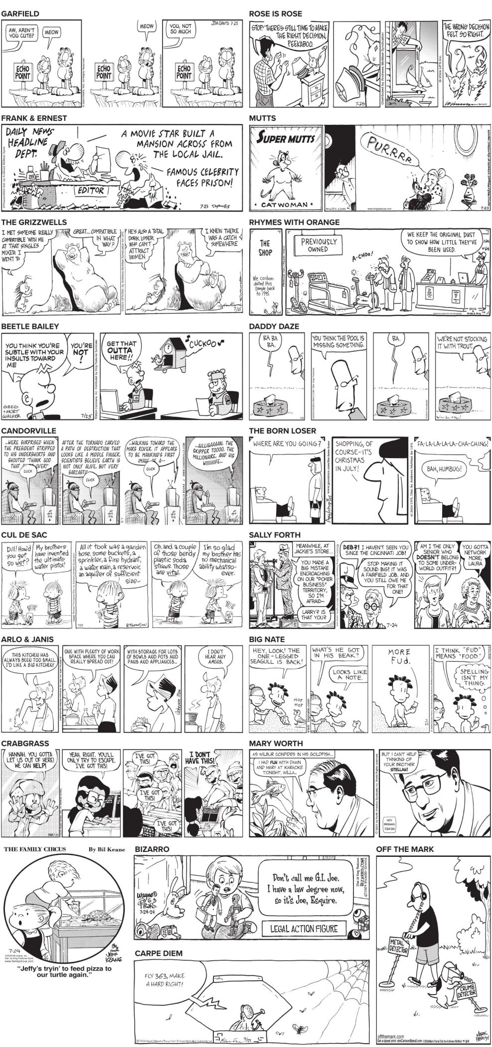 Thursday, July 25, 2024 Comics and Puzzles | Daily Comics | timeswv.com