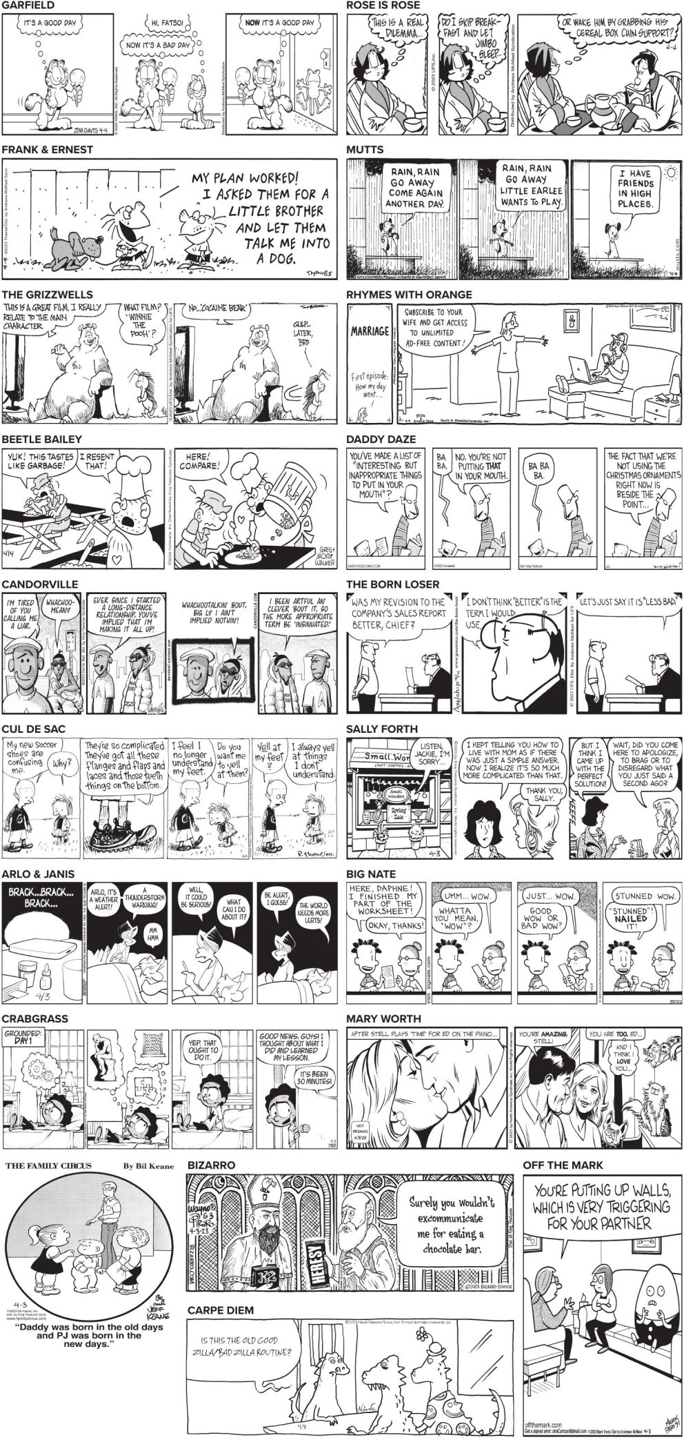 Tuesday, April 4, 2023 Comics and Puzzles | Daily Comics | timeswv.com