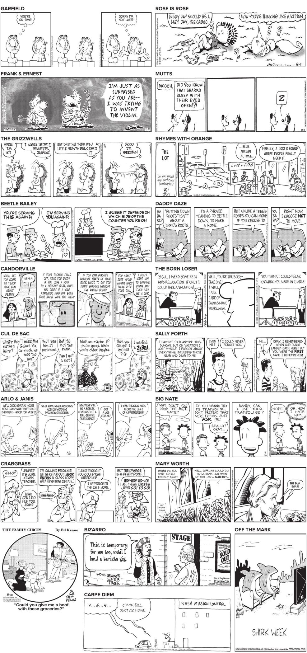 Friday, August 11, 2023 Comics and Puzzles | Daily Comics | timeswv.com
